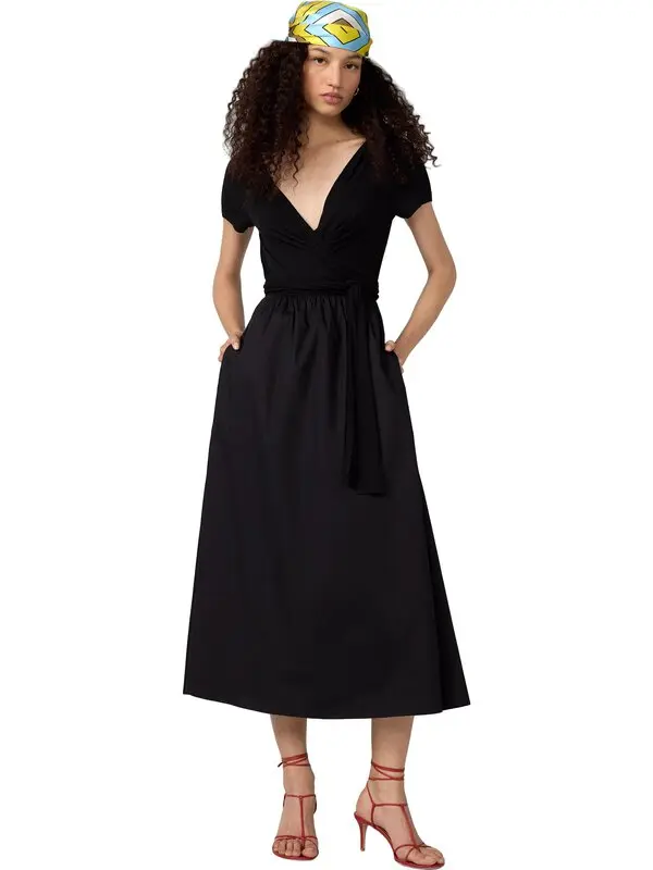 Diane Von Furstenberg Elena Midi Wrap Dress - Black
