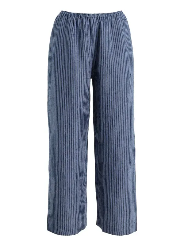 DEIJI STUDIOS Ease Striped Linen Trousers - Blue