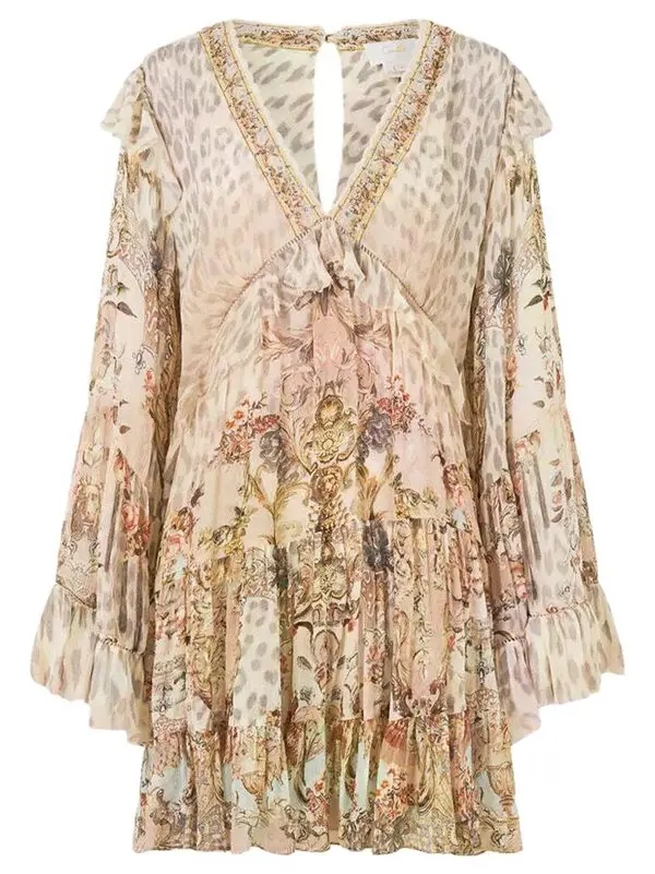 Camilla Tiered Animal Print Dress - Neutrals