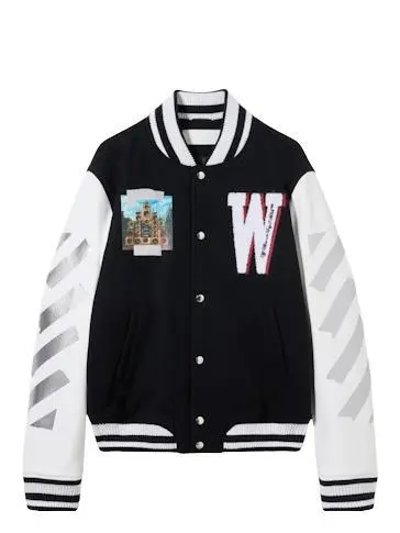 Off-White Soundsystem Varsity Jacket - Black/red Dahlia