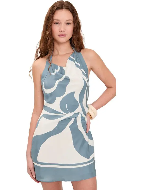 SIR. Lilou Halter Silk Mini Dress - Liora Blue