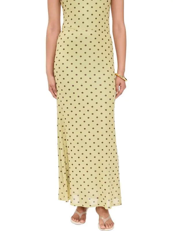 ANOTHER GIRL Polka Dot Mesh Maxi Skirt - Pistachio/brown