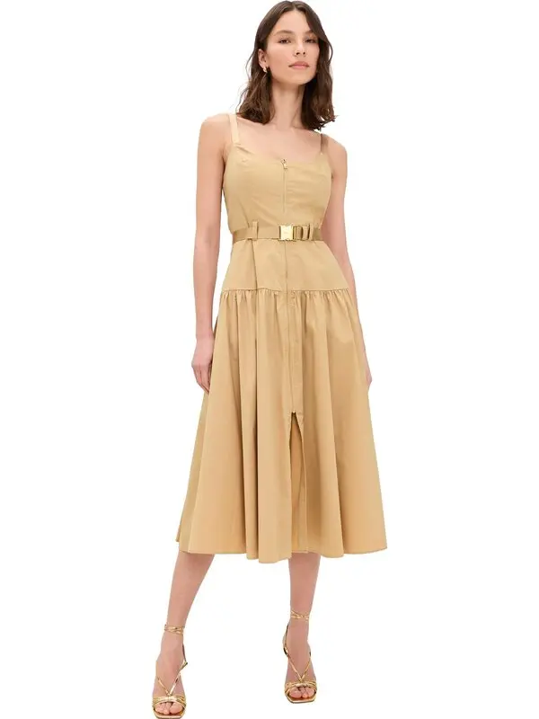 L'Agence Rima Midi Dress - Macadamia Brown