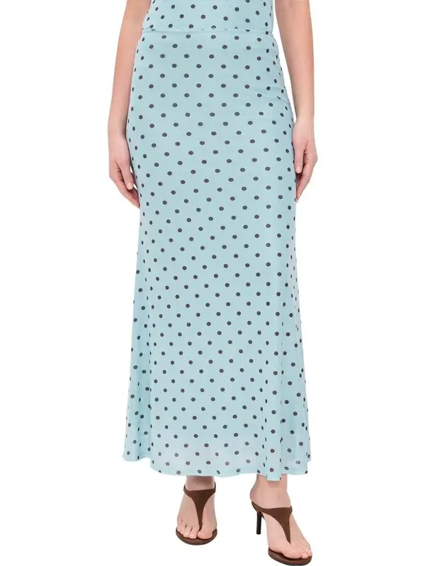 ANOTHER GIRL Polka Dot Mesh Maxi Skirt - Blue/brown