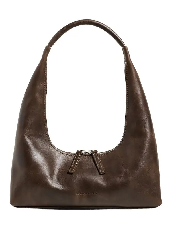 MARGESHERWOOD Hobo Shoulder Bag - Washed Brown Pull-up