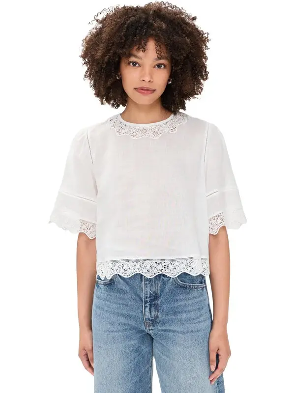 FRAME Embroidered Top - White