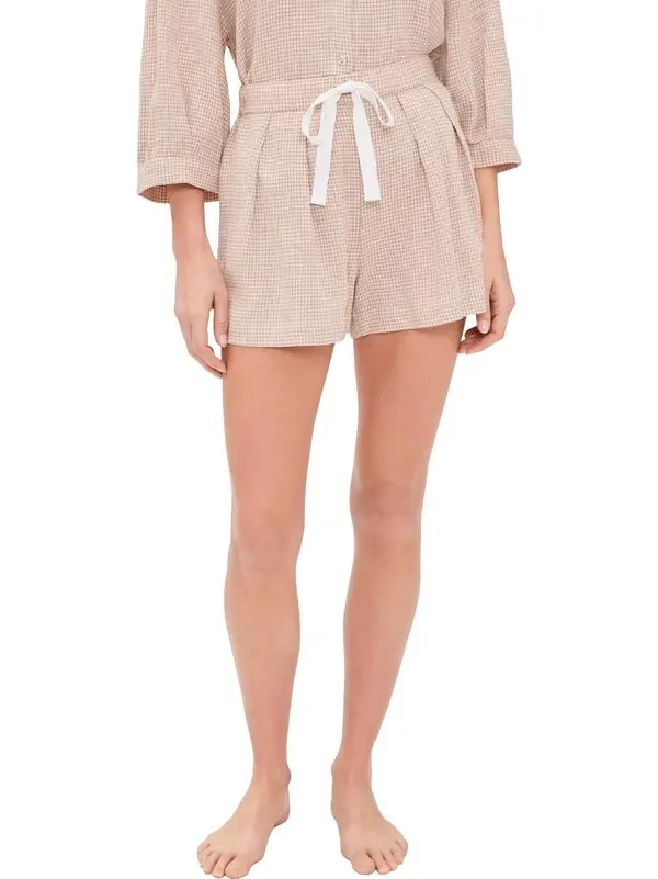 Eberjey Linen-blend Relaxed Gingham Shorts - Gingham White
