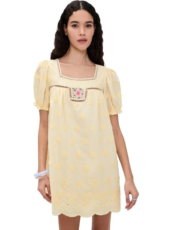 MAUDE CLUB Odette Mini Dress - Butter Yellow