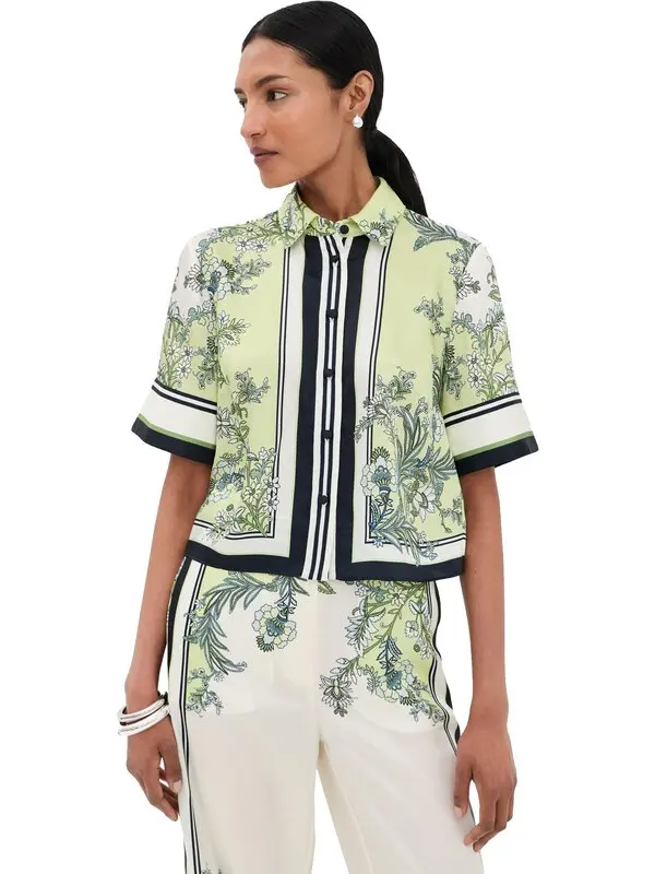 Veronica Beard Floral Print Top - Light Pistachio Multi