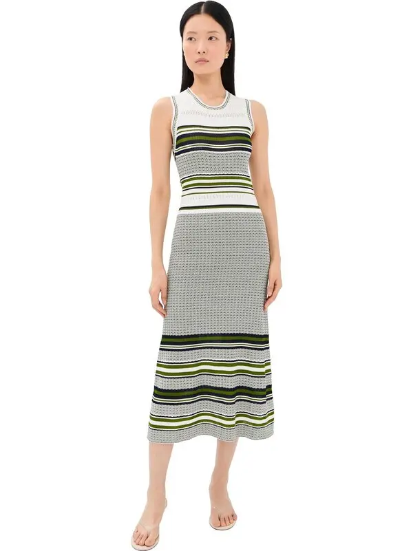 Veronica Beard Dawna Stripe Knit Dress - Navy/cactus/off White