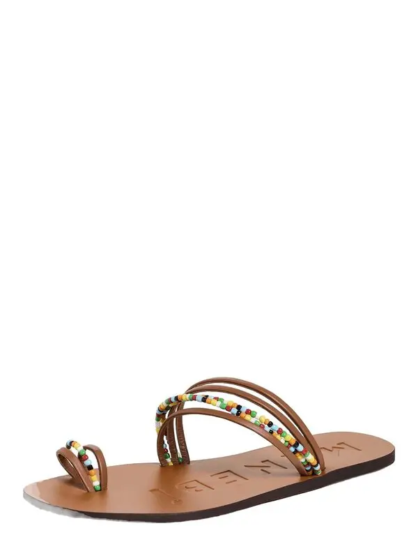 Manebí Leather Beaded Sandals - Tan