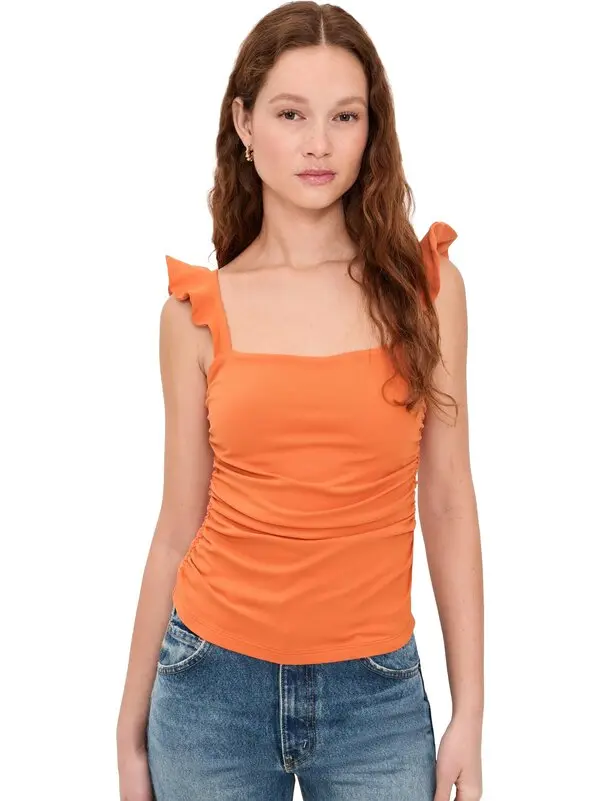 Susana Monaco Flutter Sleeve Top - Apricot