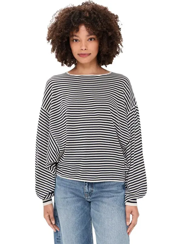 FRAME Striped Slouchy Sweater - Cream Multi