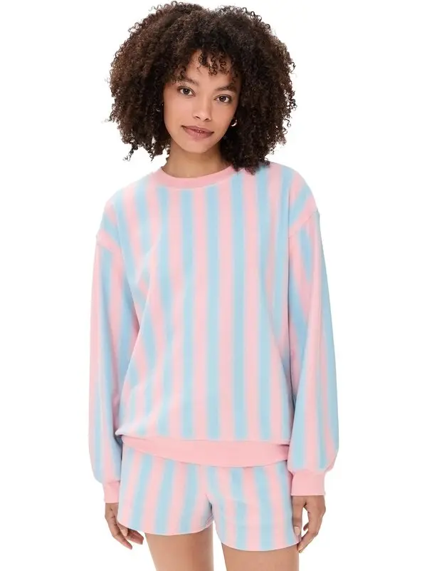 MAUDE CLUB Scout Stripe Sweatshirt - Pink Blue