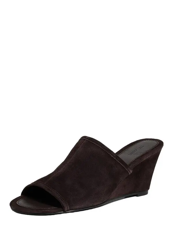 ST. AGNI Suede Bandeau Wedges - Coffee
