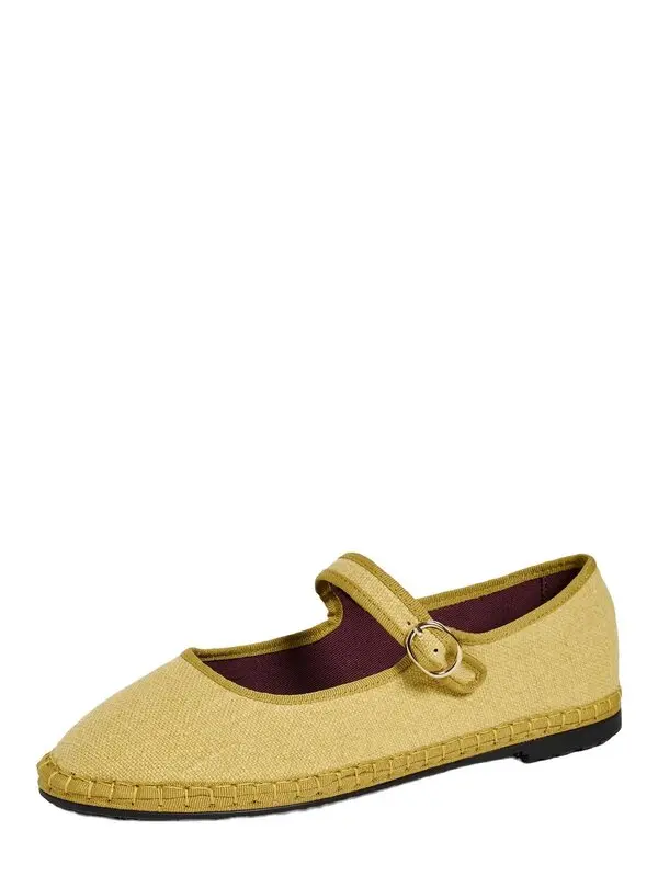 FLABELUS Linen Mary Janes - Yellow