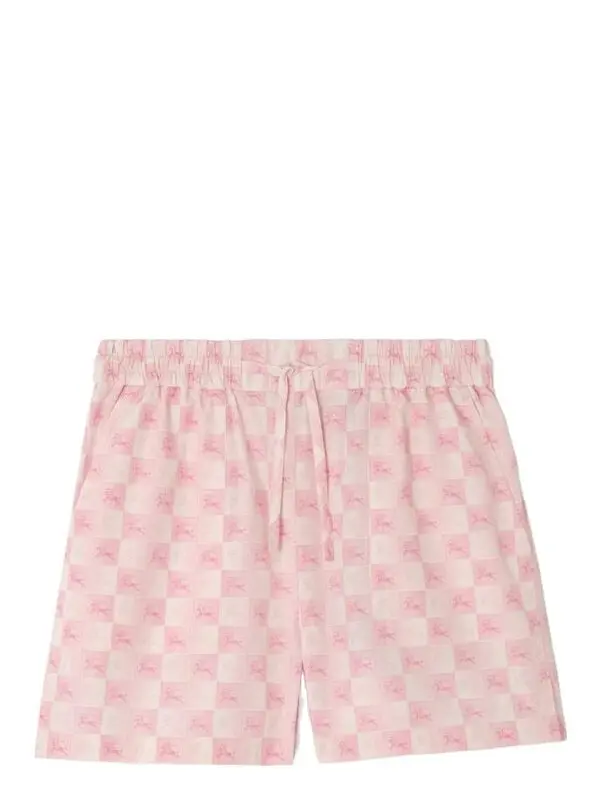 Burberry Checkerboard Cotton Poplin Shorts - Peony Pink
