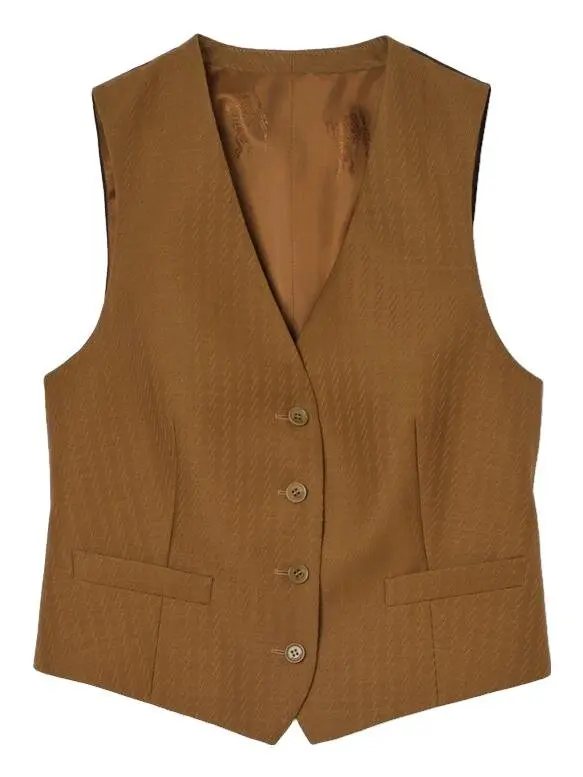 Burberry Wool Mohair Waistcoat - Hazelnut Brown