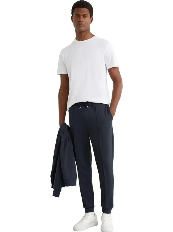 REISS Premier Stretch-jersey Tailored Joggers - Airforce Blue