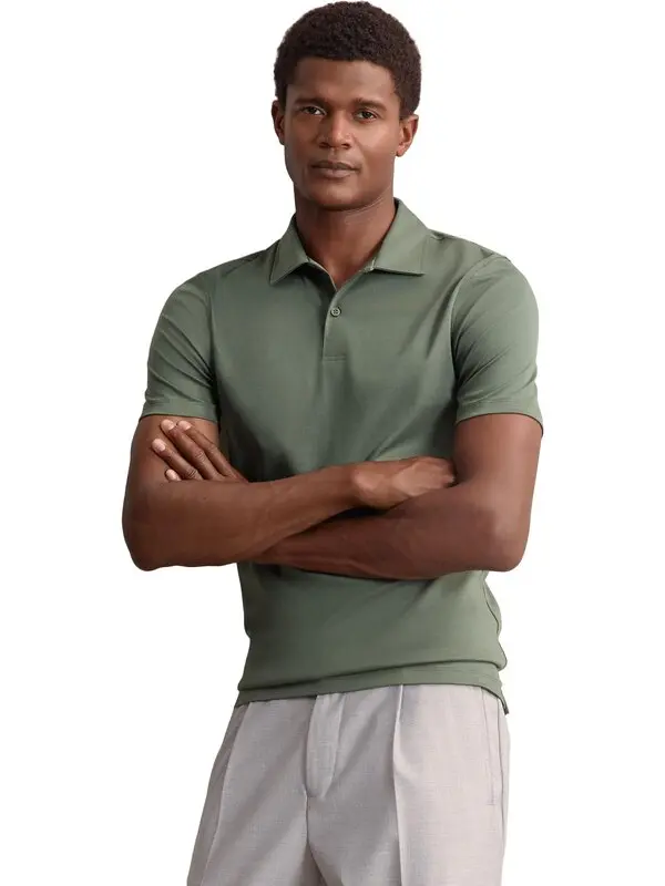 REISS Earl Air-water Cotton Polo Shirt - Kale Green