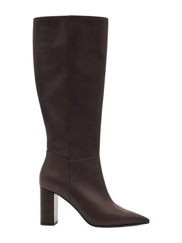 REISS Leather Knee-high Boots - Burgundy