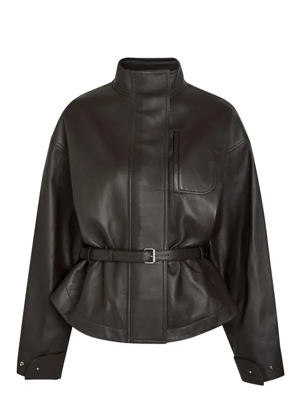Jacquemus Le Blouson Ciro Leather Jacket - Dark Brown
