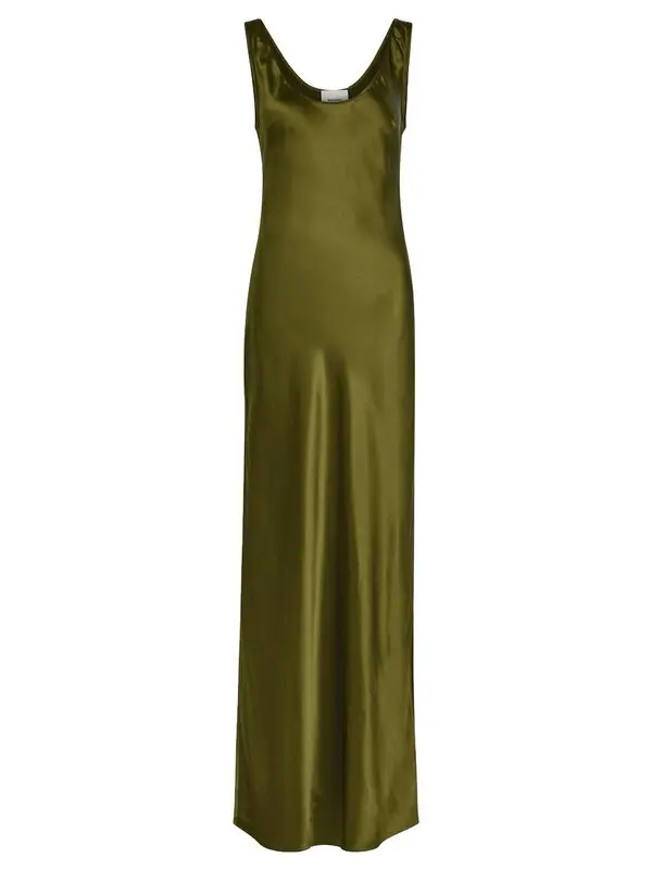 REFORMATION Silk Pamela Maxi Slip Dress - Green