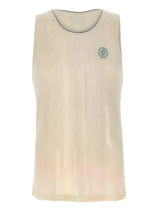 Drole De Monsieur Ribbed Embroidered Top - Neutrals