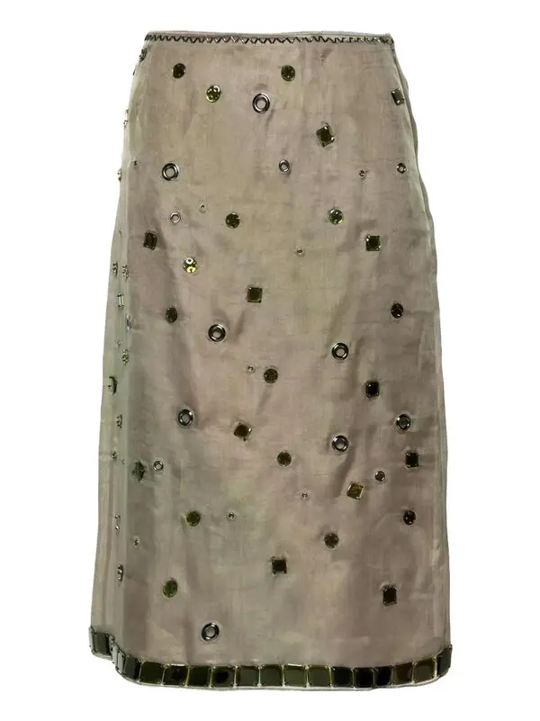 Prada Silk Midi Skirt - Green