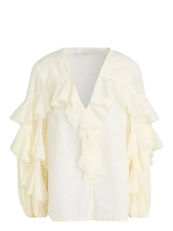 Zimmermann Cotton Ruffled Blouse - Ecru