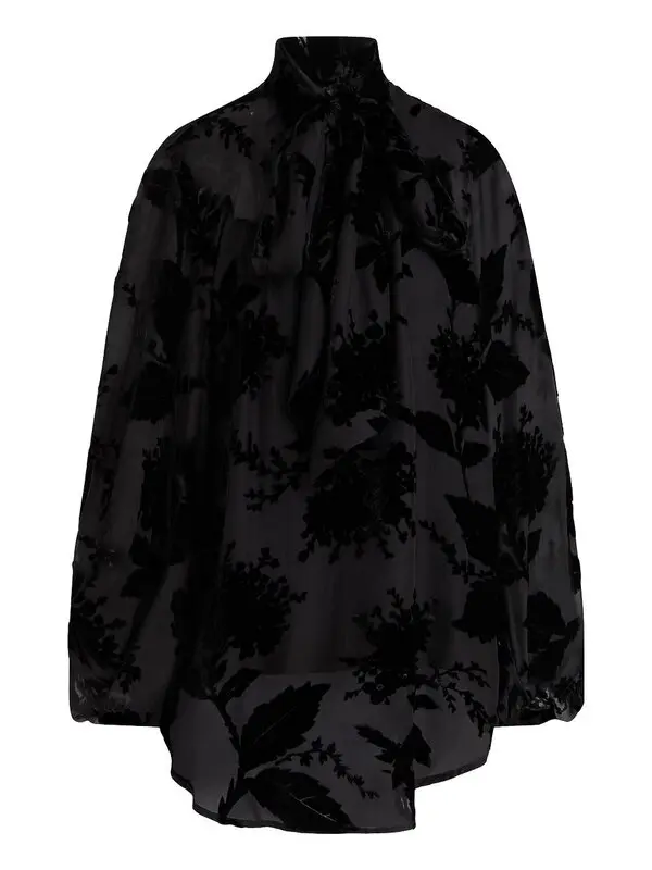 Zimmermann Devoré-velvet Pussy-bow Blouse - Black