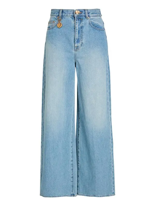 Zimmermann Faded High-rise Wide-leg Jeans - Light Denim