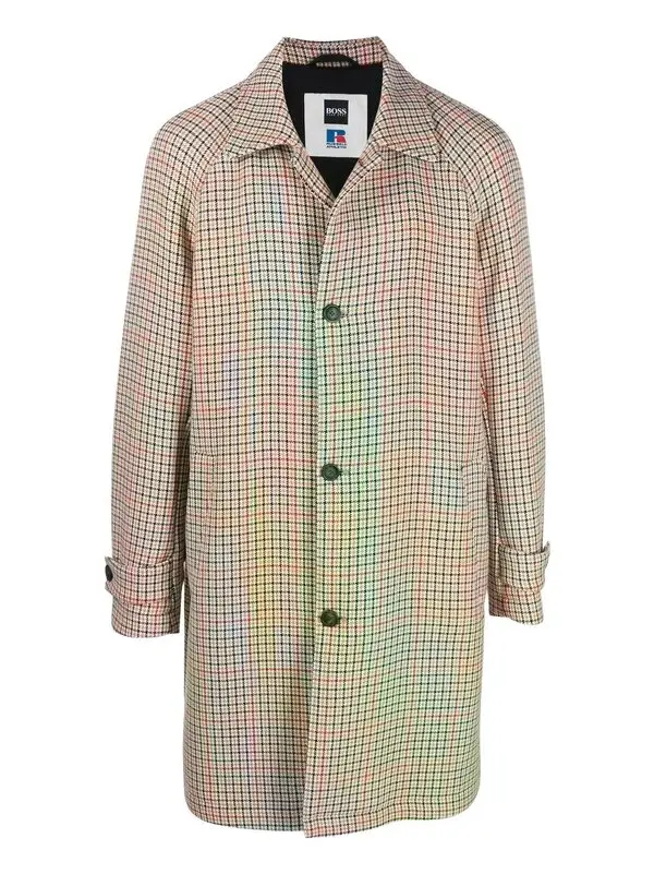 BOSS X Russell Athletic Single-breasted Houndstooth Coat - Neutrals