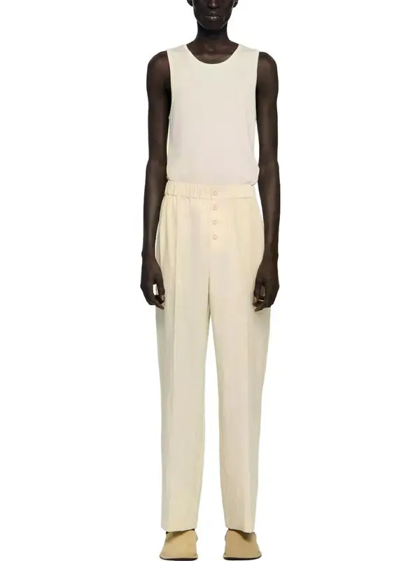 Sandro Elastic-waistband Wide Leg Trousers - Neutrals