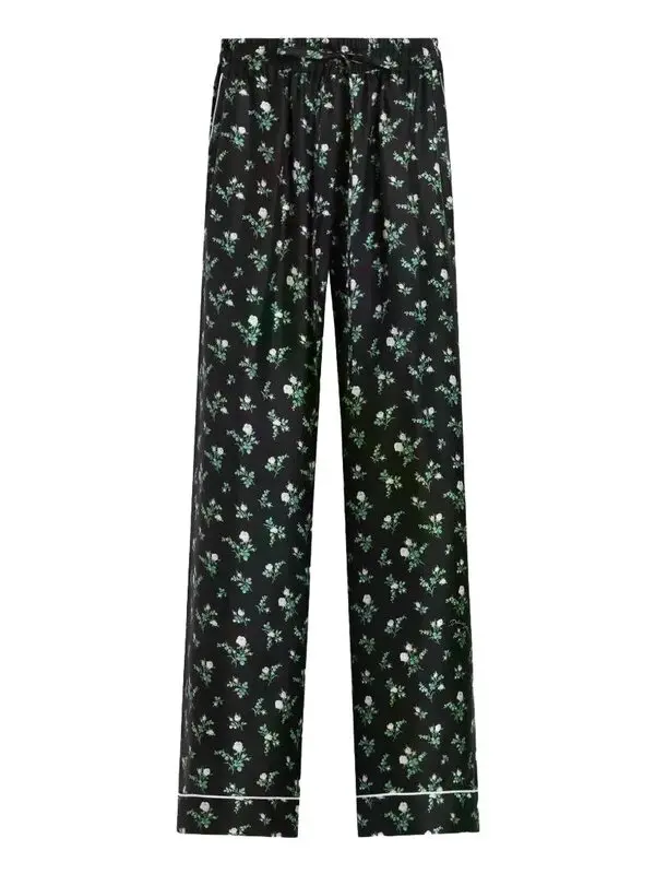 Dolce & Gabbana Roses And Lilies Of The Valley-print Twill Trousers - Black