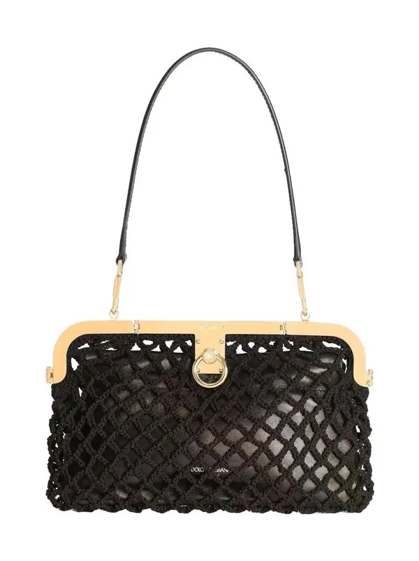Dolce & Gabbana Amanda Handbag In Mesh And Palmellato Calfskin - Black