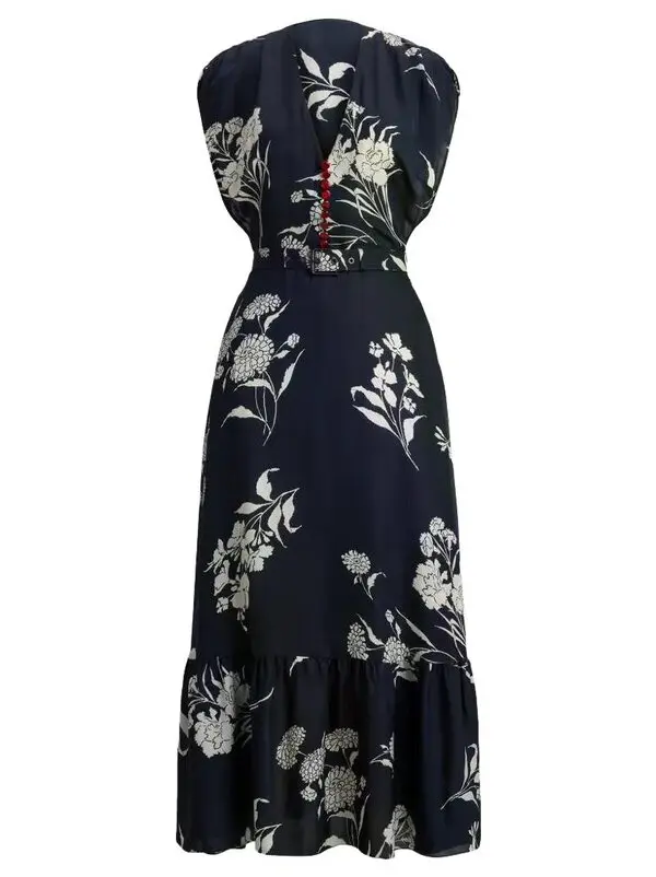 Ralph Lauren Damian Floral A-line Midi Dress - Black