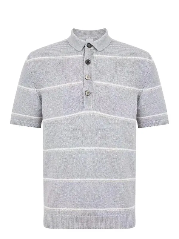 Eleventy Striped Polo Shirt - Grey