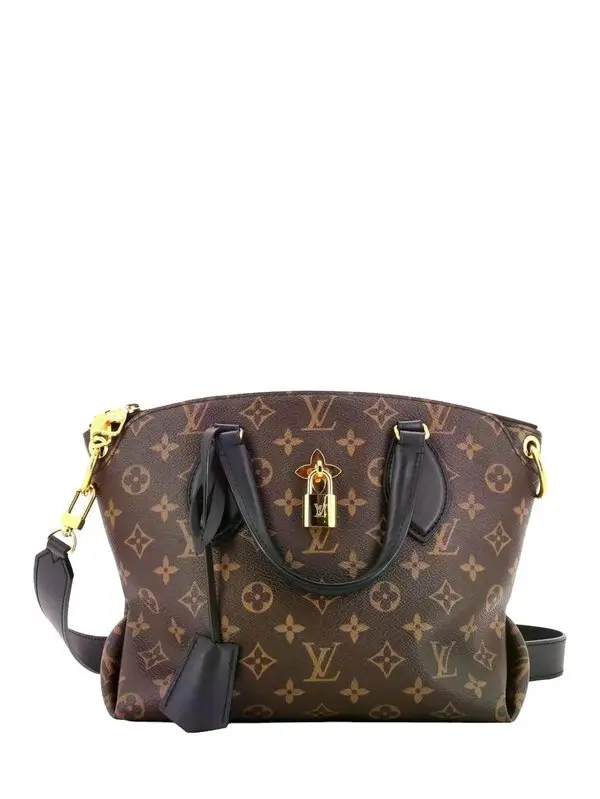 LOUIS VUITTON Flower Zipped Monogram Canvas Pm Tote Bag - Brown