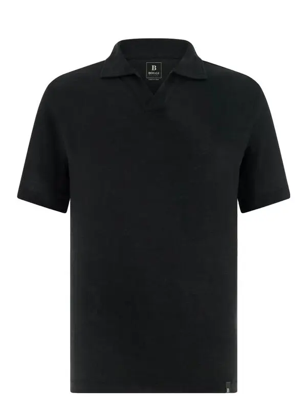 Boggi Milano Open-collar Polo Shirt - Black