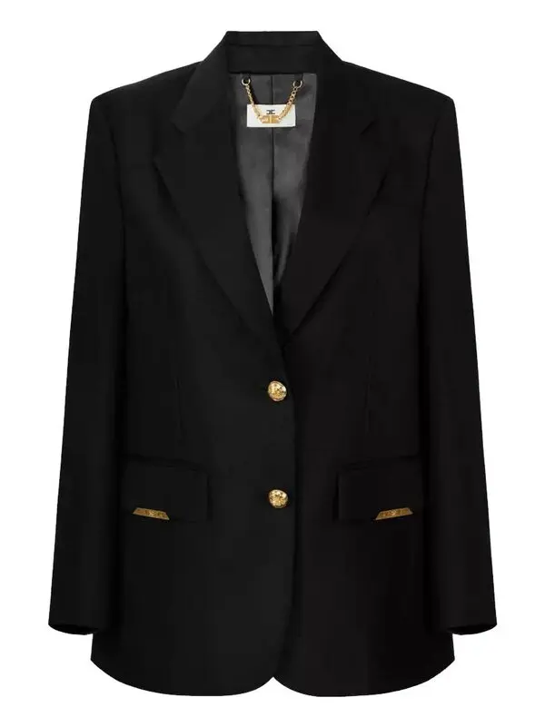 Elisabetta Franchi Jewel Plaques Button Blazer - Black