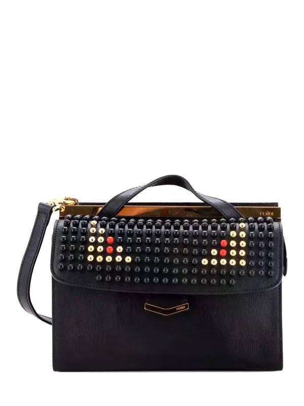 Fendi Demi Jour Monster Studded Leather Satchel - Black