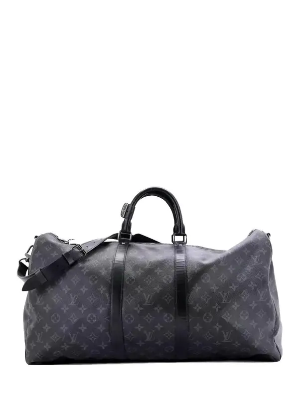 LOUIS VUITTON Keepall Bandouliere 55 Travel Bag Monogram Eclipse Canvas - Black
