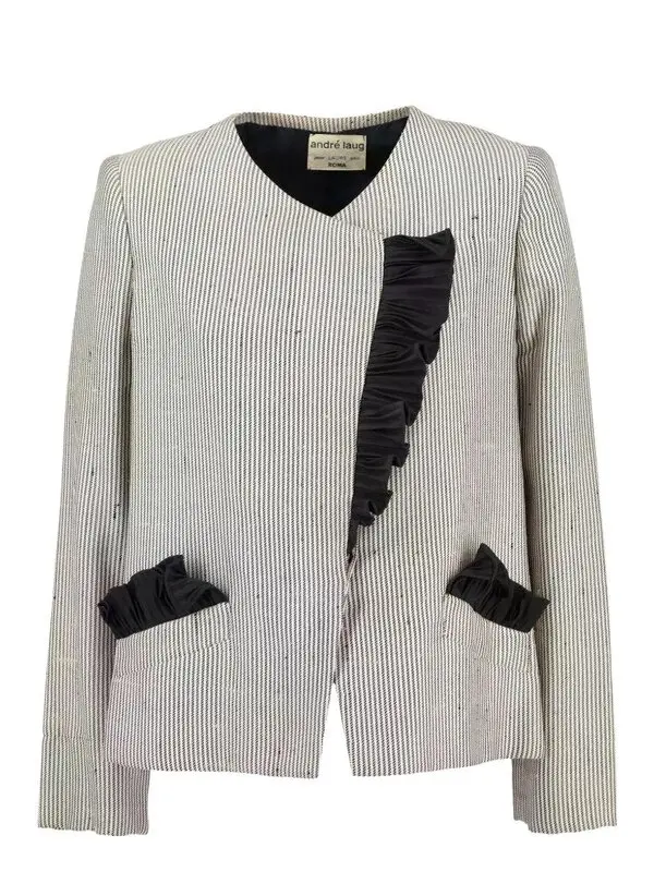 André Laug Striped Ruffle Jacket - Neutrals