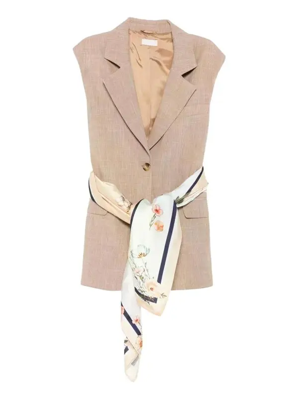 Liu Jo Waistcoat With Scarf Detail - Brown