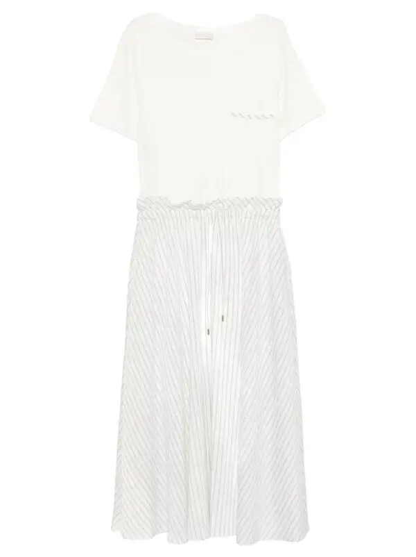 Liu Jo Striped Midi Dress - White
