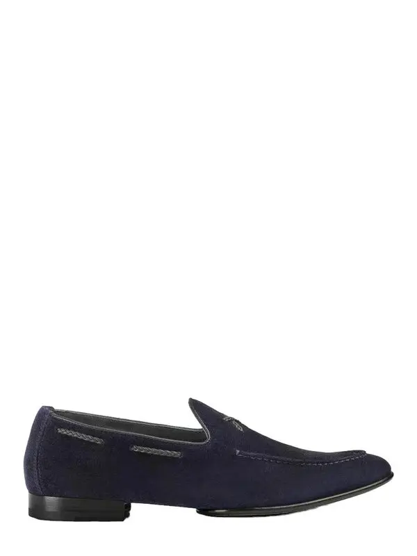 DOUCAL'S Braided-lacing Suede Loafers - Blue
