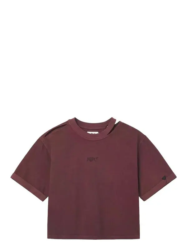 Izzue Cropped Embroidered T-shirt - Red