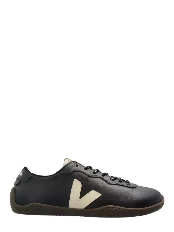 VEJA Leather Logo Sneakers - Black