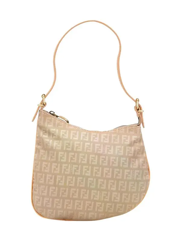 Fendi Zucchino Canvas Oyster Shoulder Bag - Brown